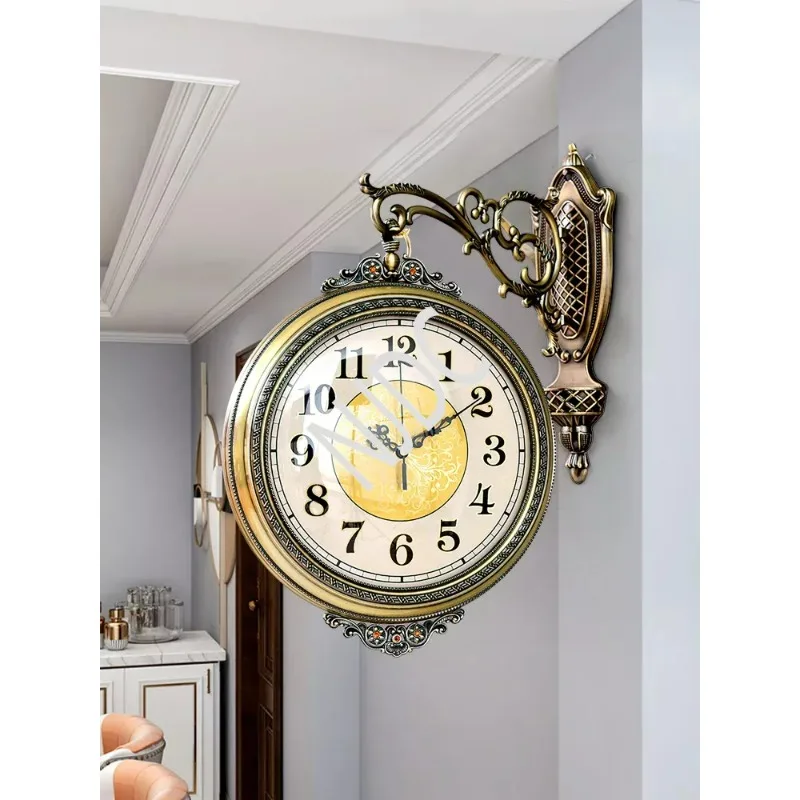 Double-sided-Wall-Clock-Luxury-Clock-Living-Room-Stylish-and-Creative ...