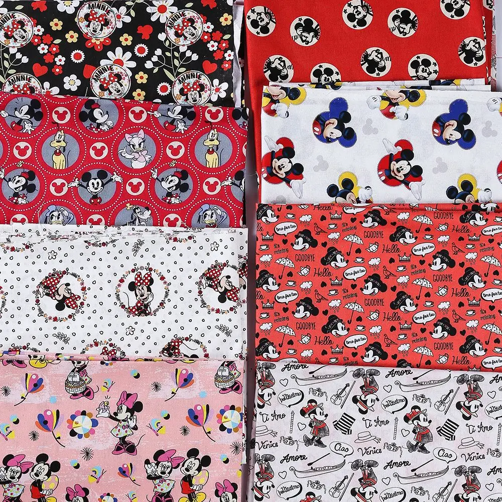 Sale-Disney-Donald-Duck-Minnie-Mickey-Mouse-Cotton-Fabric-By-Meter-Sew ...