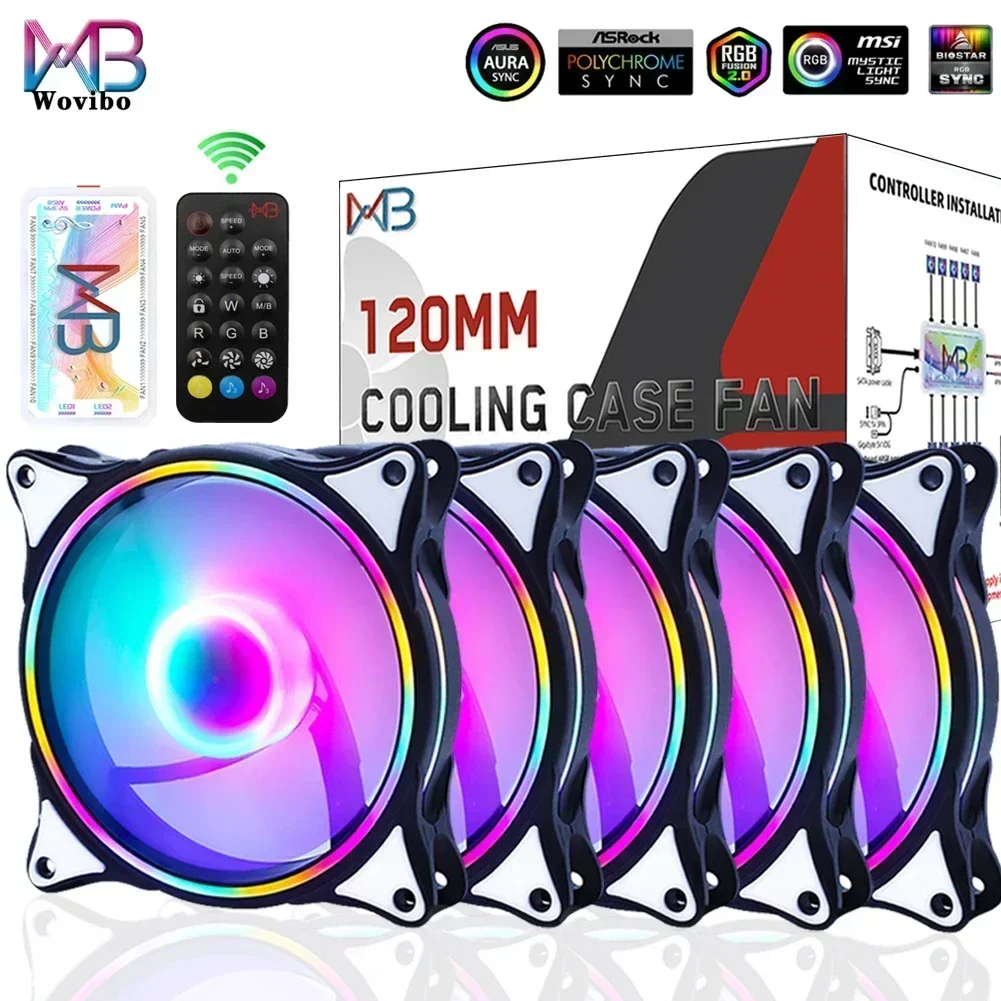 Wovibo-120mm-Fan-ARGB-RGB-Cooling-Ventilador-6PIN-Rainbow-Computer-Case ...