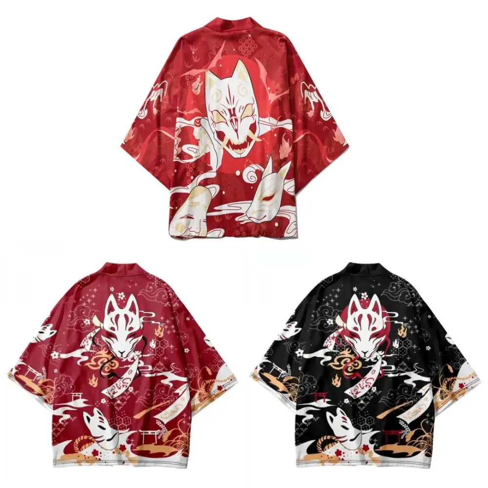 Japanese-Sakura-Inari-Fox-Kimono-for-Men-and-Women-Asian-Clothes-Yukata ...