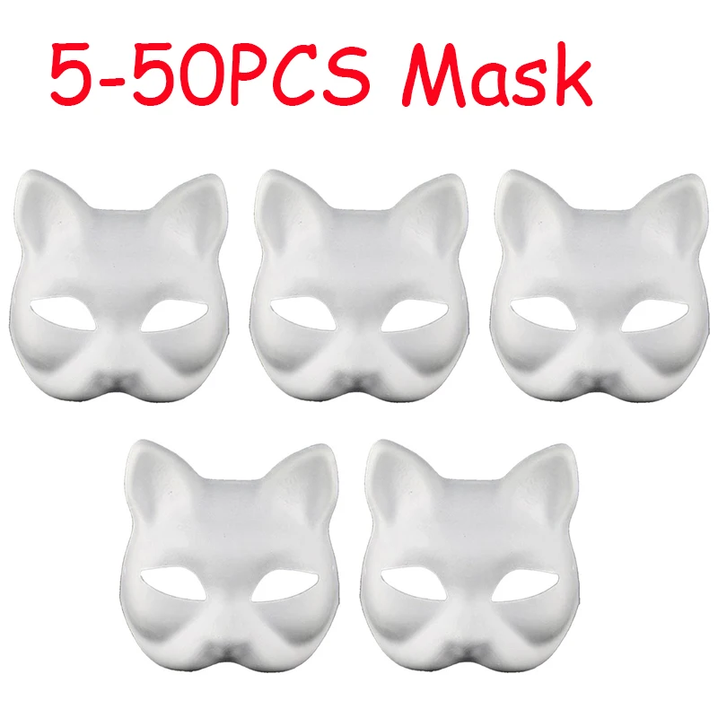 5-10-20-30-50PC-White-Halloween-Paper-Mache-Masks-Unpainted-Therian ...