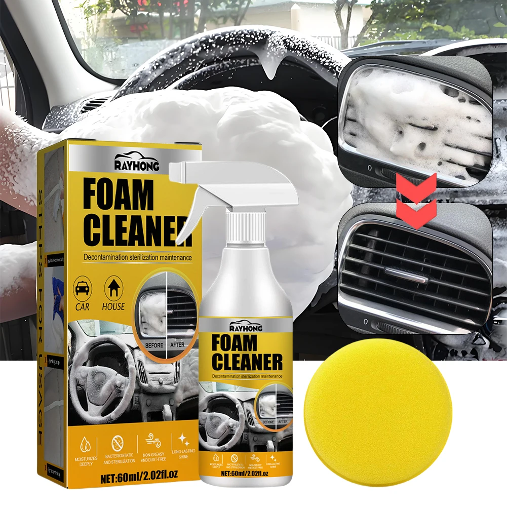 60-100ml-Car-Interior-Leather-Clean-Multifunctional-Foam-Cleaner-Strong-Decontamination-Auto ...