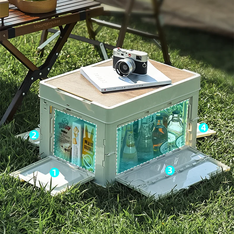 Outdoor-Camping-Foldable-Storage-Box-w-Wooden-Board-Cover-Car-Household ...