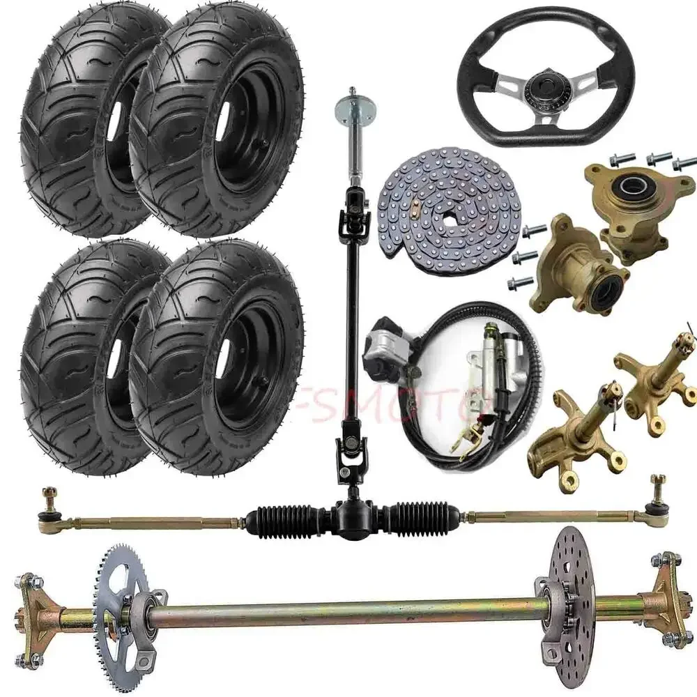 740mm-Go-Kart-Rear-Live-Axle-Kit-Front-Steering-Knuckle-6-Wheels-Brake ...