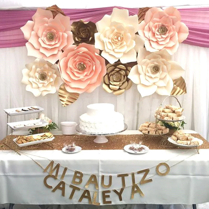 weaning ceremony DIY paper flower craft flowers Artificial Backdrop ...