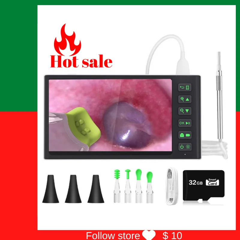 Otoskop 3.9mm kulak temizleme endoskop kamera dijital 7 inç ekran ...