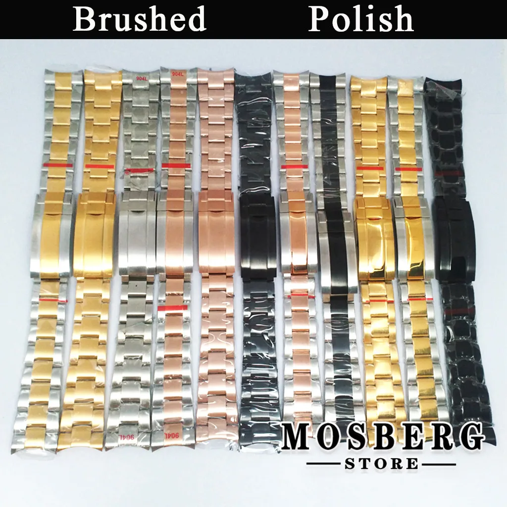 20mm Watch Strap Glide Lock Clasp 904L Stainless Steel Silver Rose Gold ...