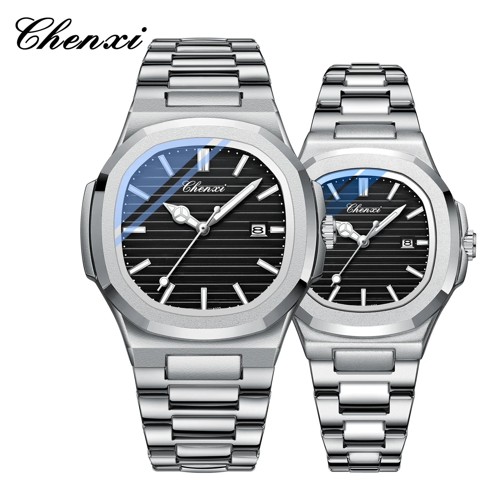 Fashion Couple Watches Men and Women Business Luxury Stainless Steel ...
