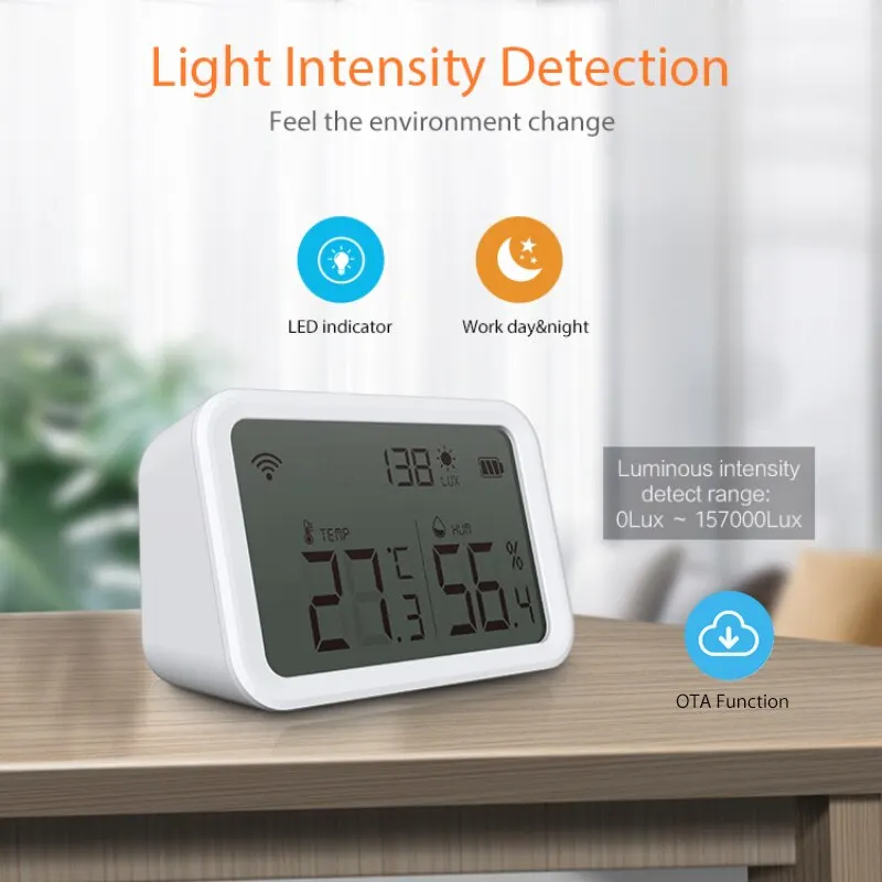Tuya Zigbee Smart Temperature And Humidity Sensor Luminous Intensity ...