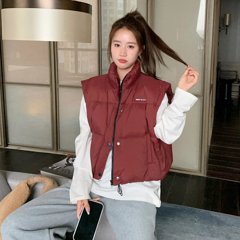 Wine-Red-Short-down-Vest-Women-2023-Winter-New-Korean-Series-Small ...