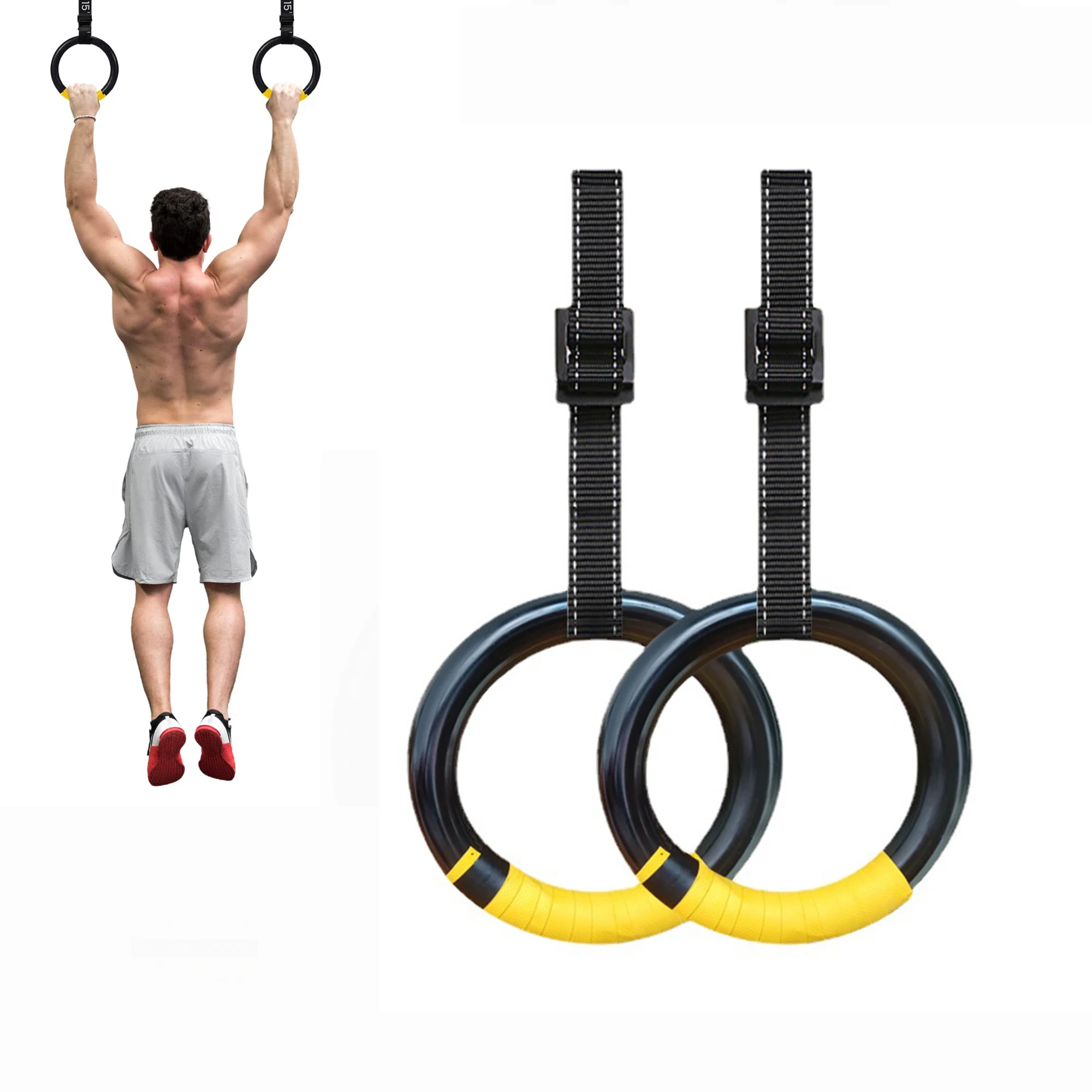 Gymnastic-Rings-1000lbs-Capacity-1-2M-Adjustable-Buckle-Straps-Pull-Up ...