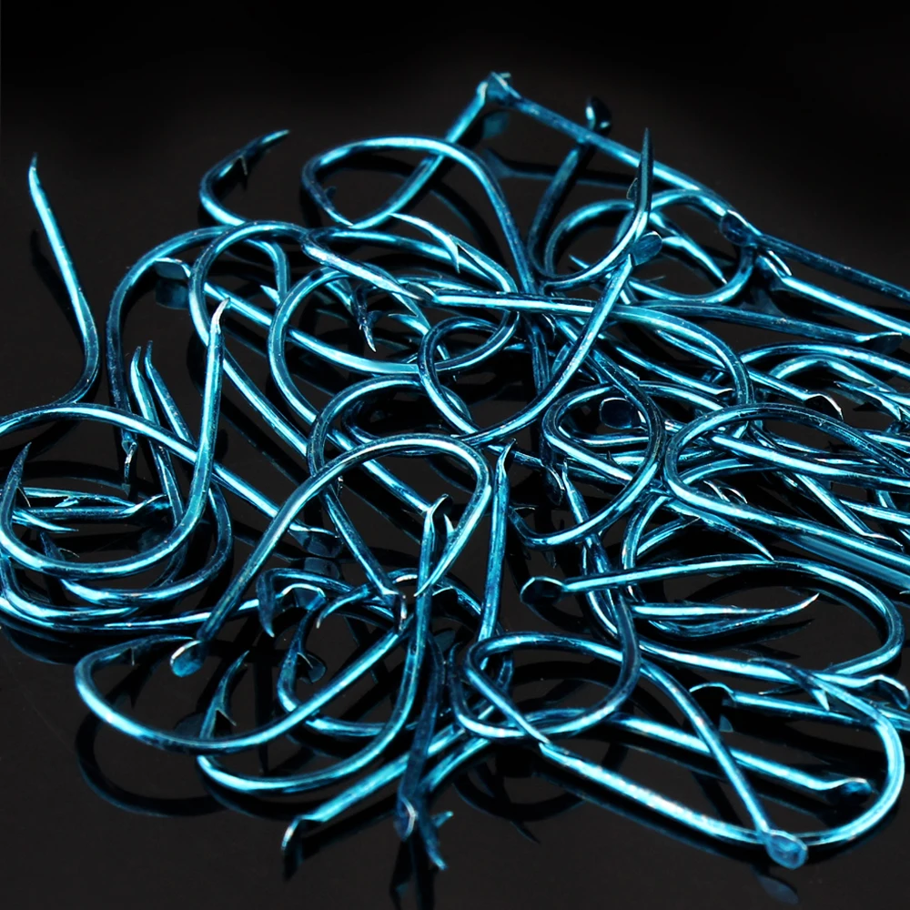 FISH-KING-50Pcs-Blue-Fishing-Hook-1-10-High-Carbon-Steel-Fishhook ...