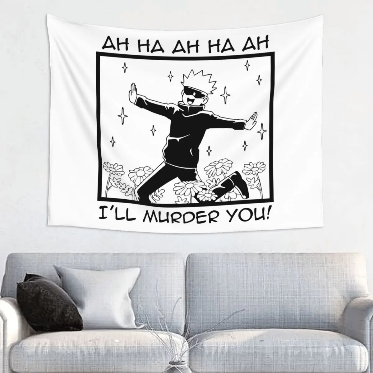 Jujutsu-Kaisen-Satoru-Gojo-I-ll-Murder-You-Tapestry-Hippie-Polyester ...