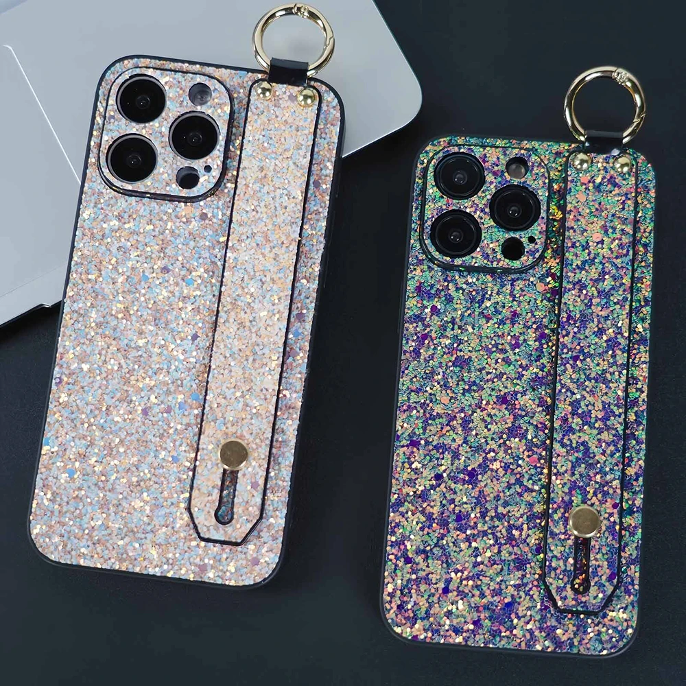 Glitter-Bling-Wrist-Band-Bracket-Phone-Case-For-iPhone-15-14-Plus-13-12 ...
