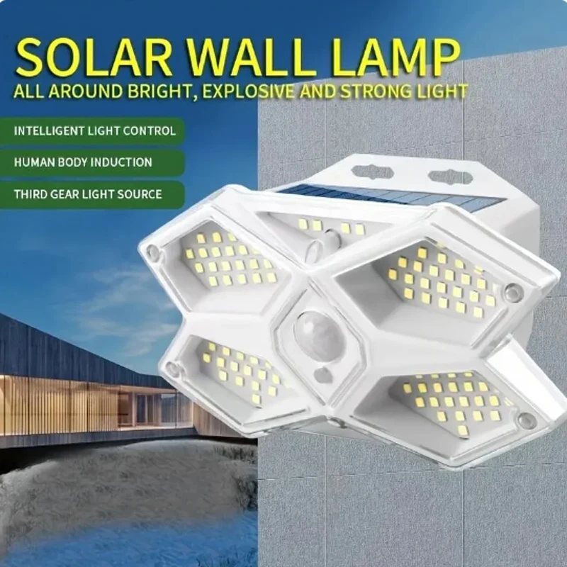 Two-Five-Sided-100LED-Solar-Charging-Induction-Lights-Courtyard-Walls ...