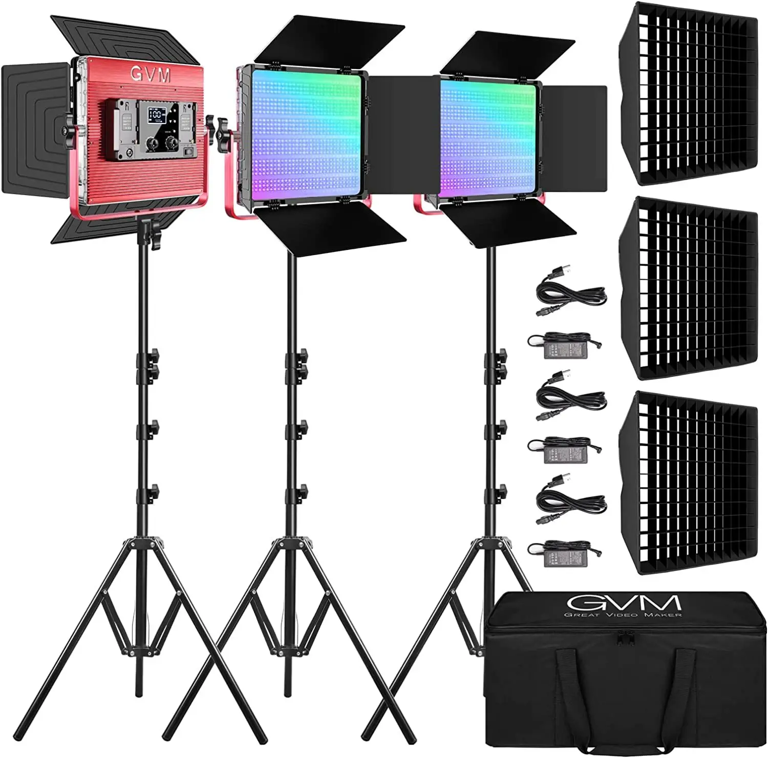 Gvm-1200d-PRO-RGB-LED-Video-Light-with-3-Softboxes-50W-Video-Lighting ...