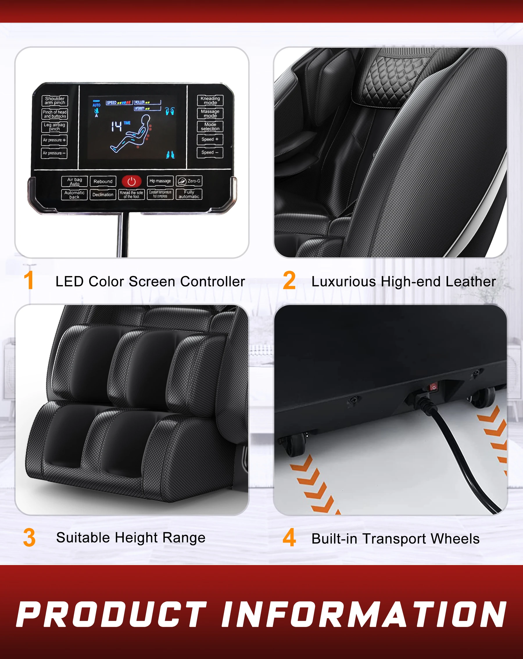Massage Chair Recliner With Zero Gravity Full Body Massage Chair With Heating Bluetooth