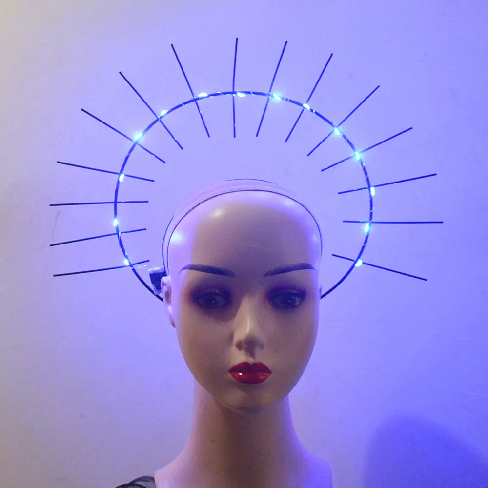 LED Light Up Blink Women Sunburst Halo Crown Headband Goddess Costume ...