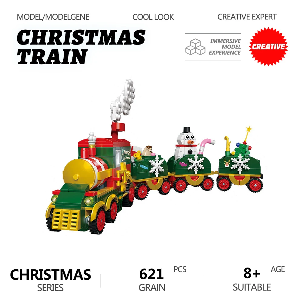 Christmas-Train-Creative-Series-DIY-Model-Building-Blocks-MOC-Plastic ...