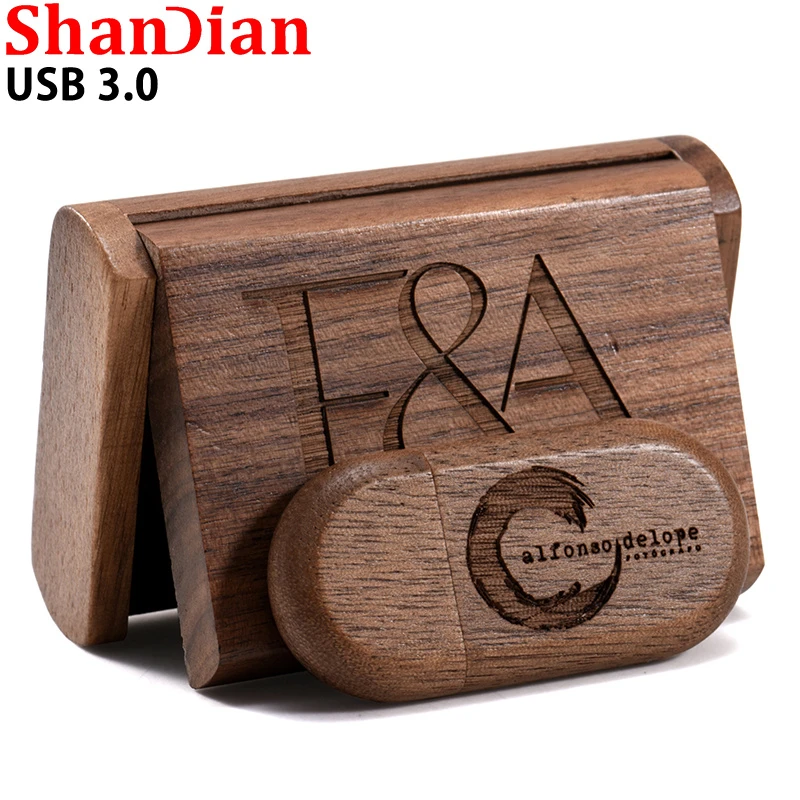 Wedding Gift Usb 3.0 Stick 64GB Custom logo Wooden Box Flash Drives ...