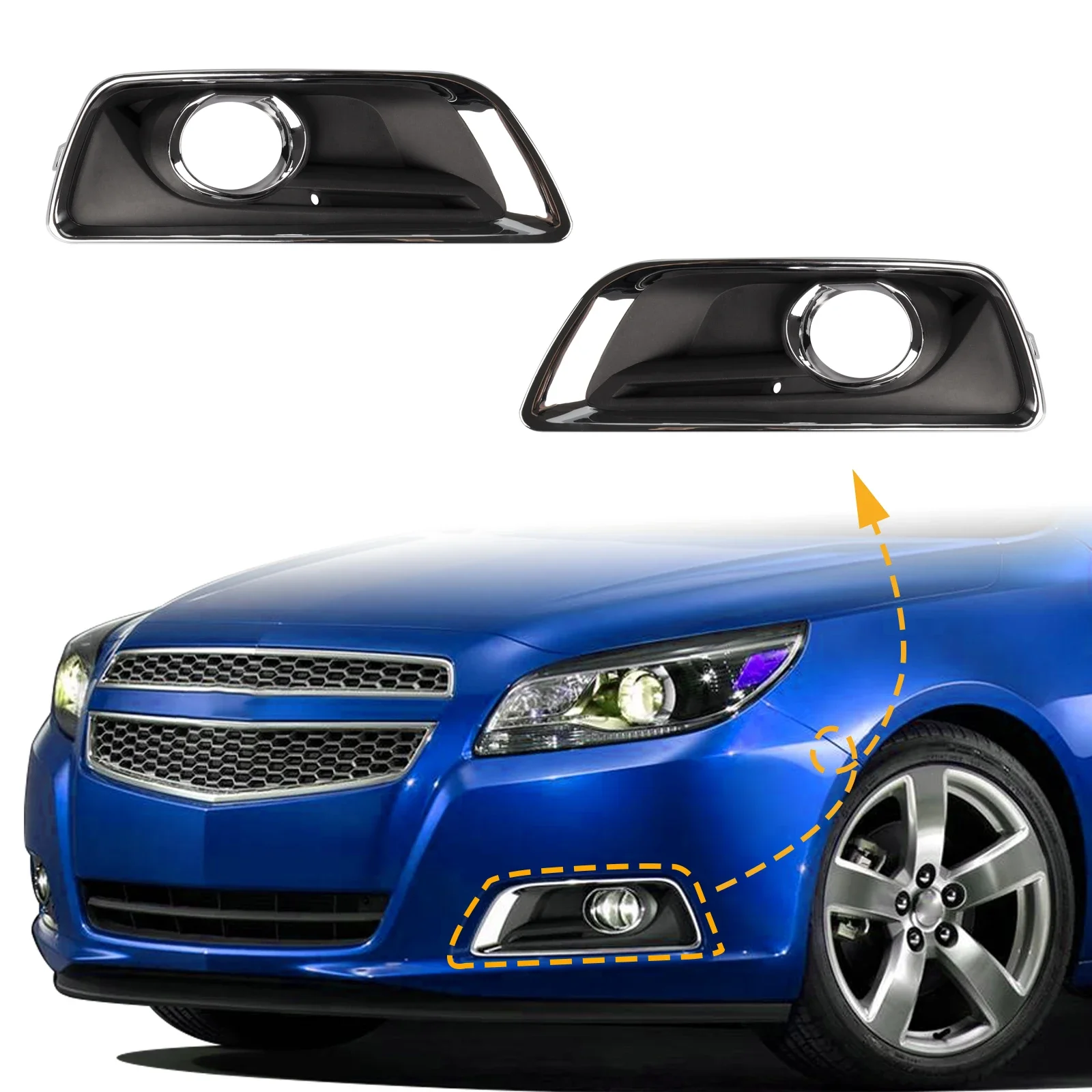 Fog Light Frame Lamp Trim Grill Cover Under Front Bumper For Chevy ...