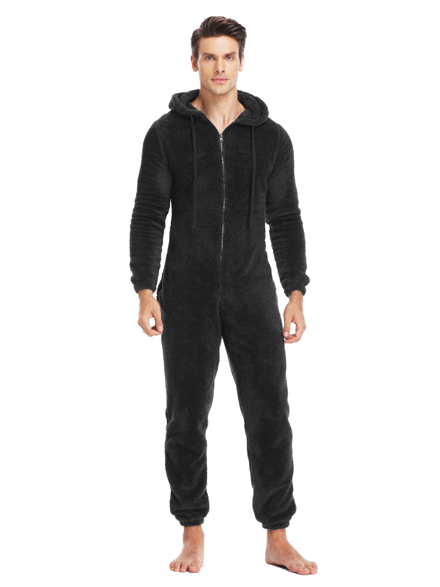 Men's Winter Warm Fluffy Teedy Fleece Pajama Onesie For Men Cozy Soft ...