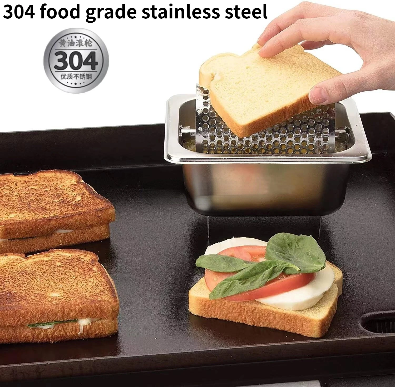 304-Food-Grade-Stainless-Steel-Portable-Butter-Applicator-Holder-Roller ...