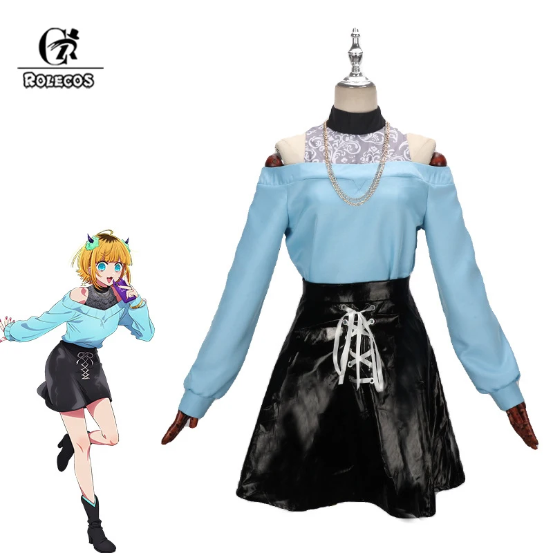 ROLECOS Oshi no Ko Mem-Cho Cosplay Costume Women Blue Dress YouTuber ...