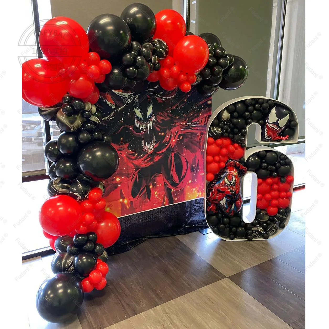 107pcs-5-10-18inch-Red-Black-Venom-Carnage-Theme-Balloons-Arch-Garland ...