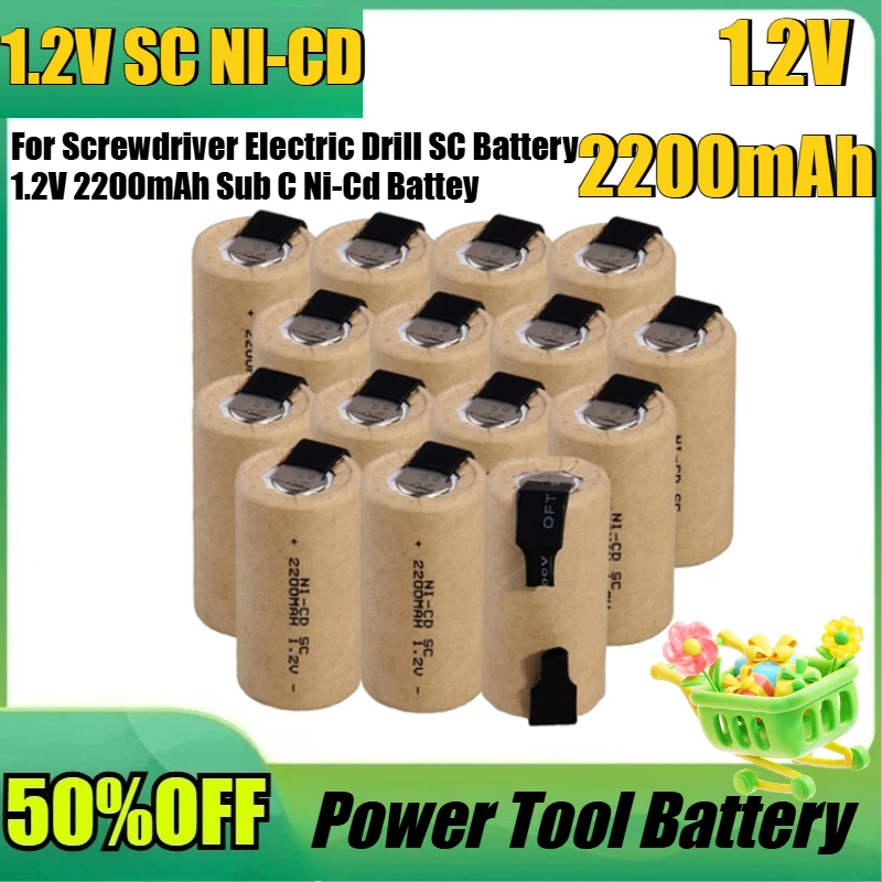 For Screwdriver Electric Drill SC Batteries 1.2V 2200mAh Sub C Ni-Cd ...