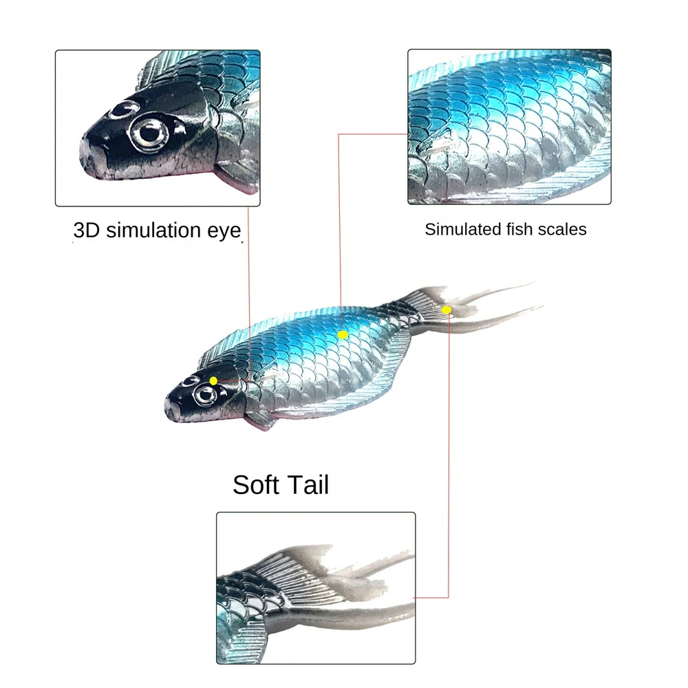 12.8cm7.6g Luya Soft Bait Wholesale Lead Hook Fake Bait Fork tailed ...