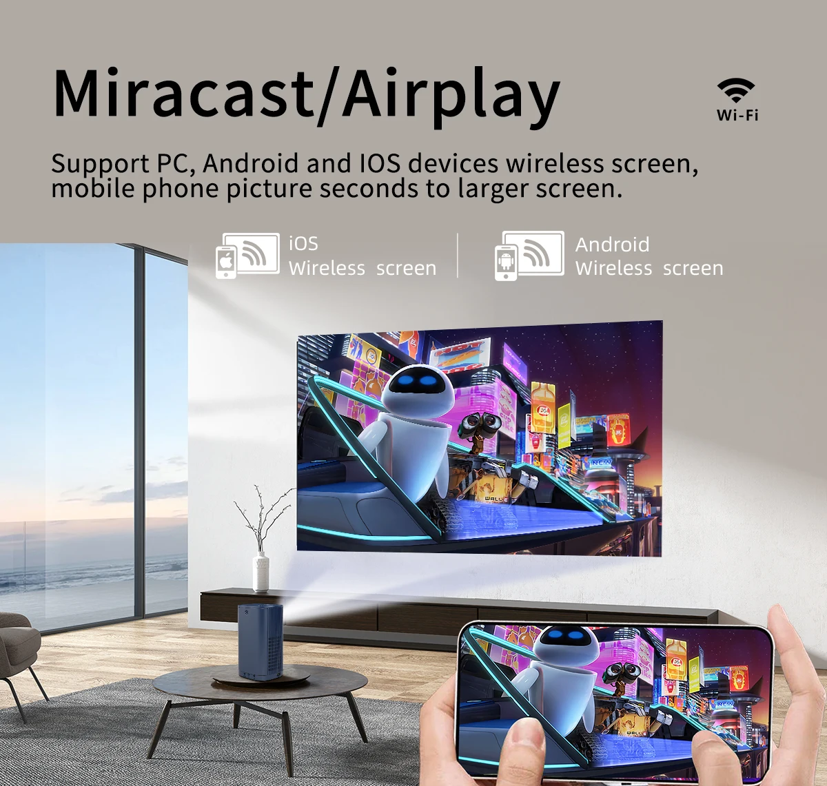 T30S Mini Mirror Cast Projector - OTC.LK