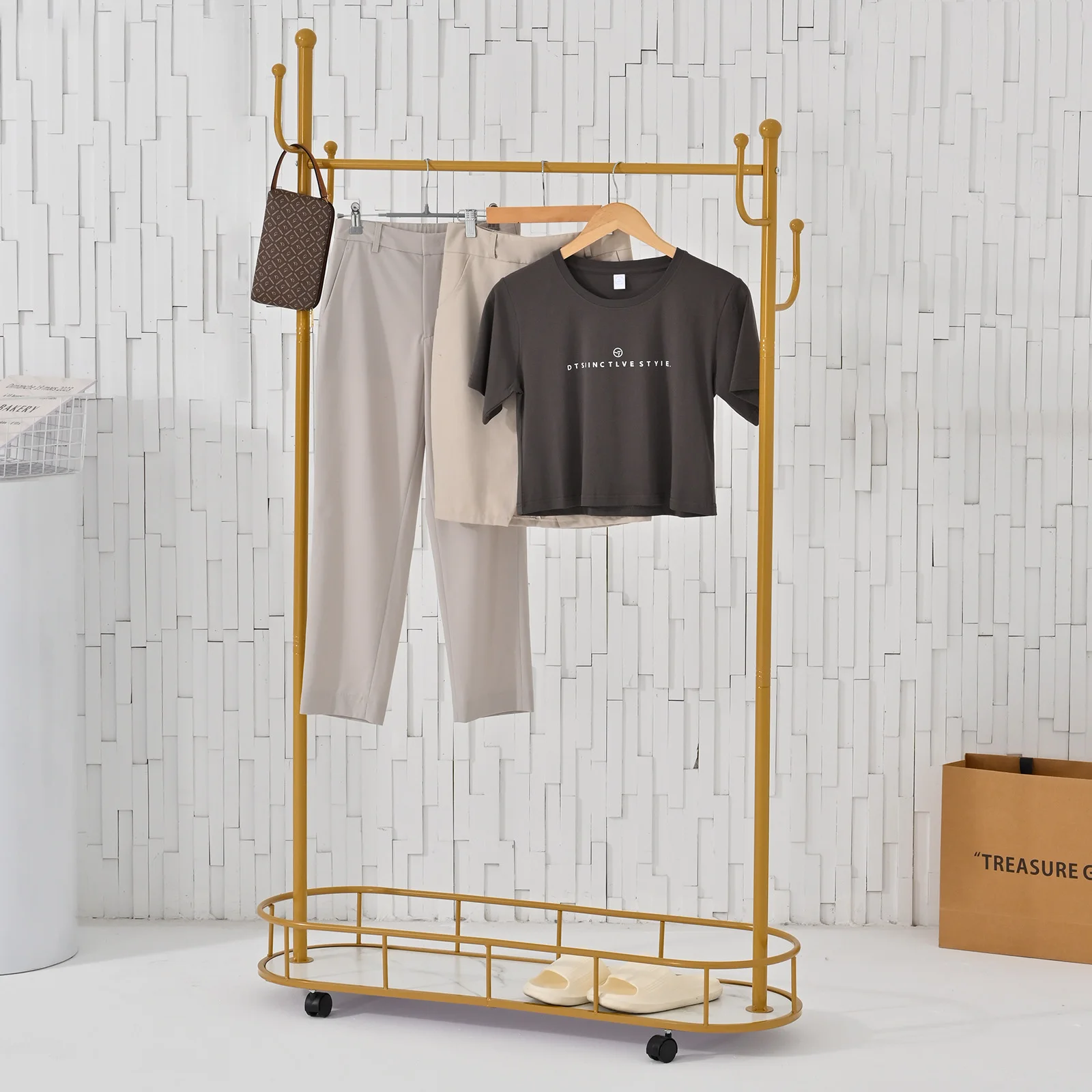 Gold-Clothing-Racks-for-Hanging-Clothes-39-Wide-Rolling-Garment-Rack ...