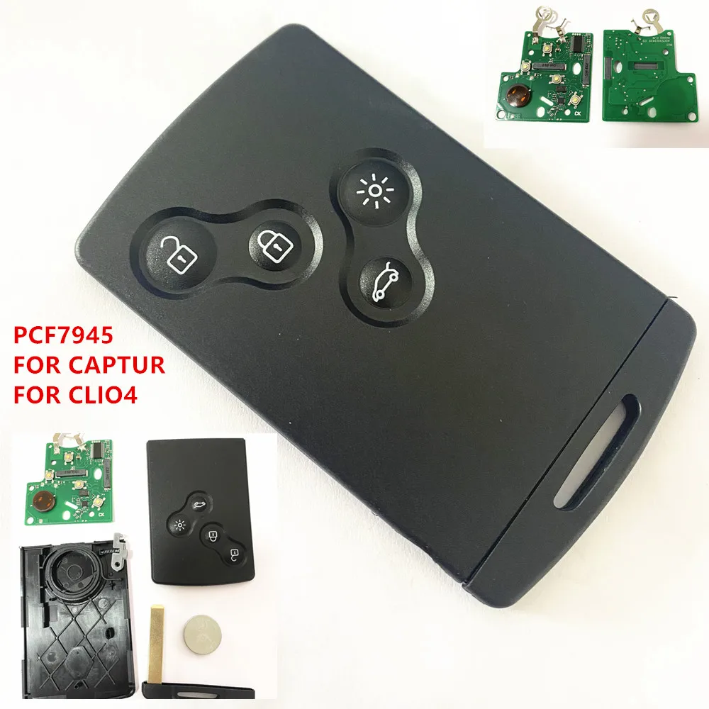 5pcs-lot-4-Button-clio4-Keyless-Car-Key-Smart-Card-Remote-433MHz ...
