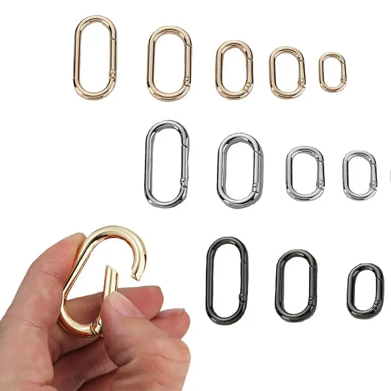 Metal-Oval-Ring-Spring-Clasps-Openable-Carabiner-Keychain-Bag-Clips ...