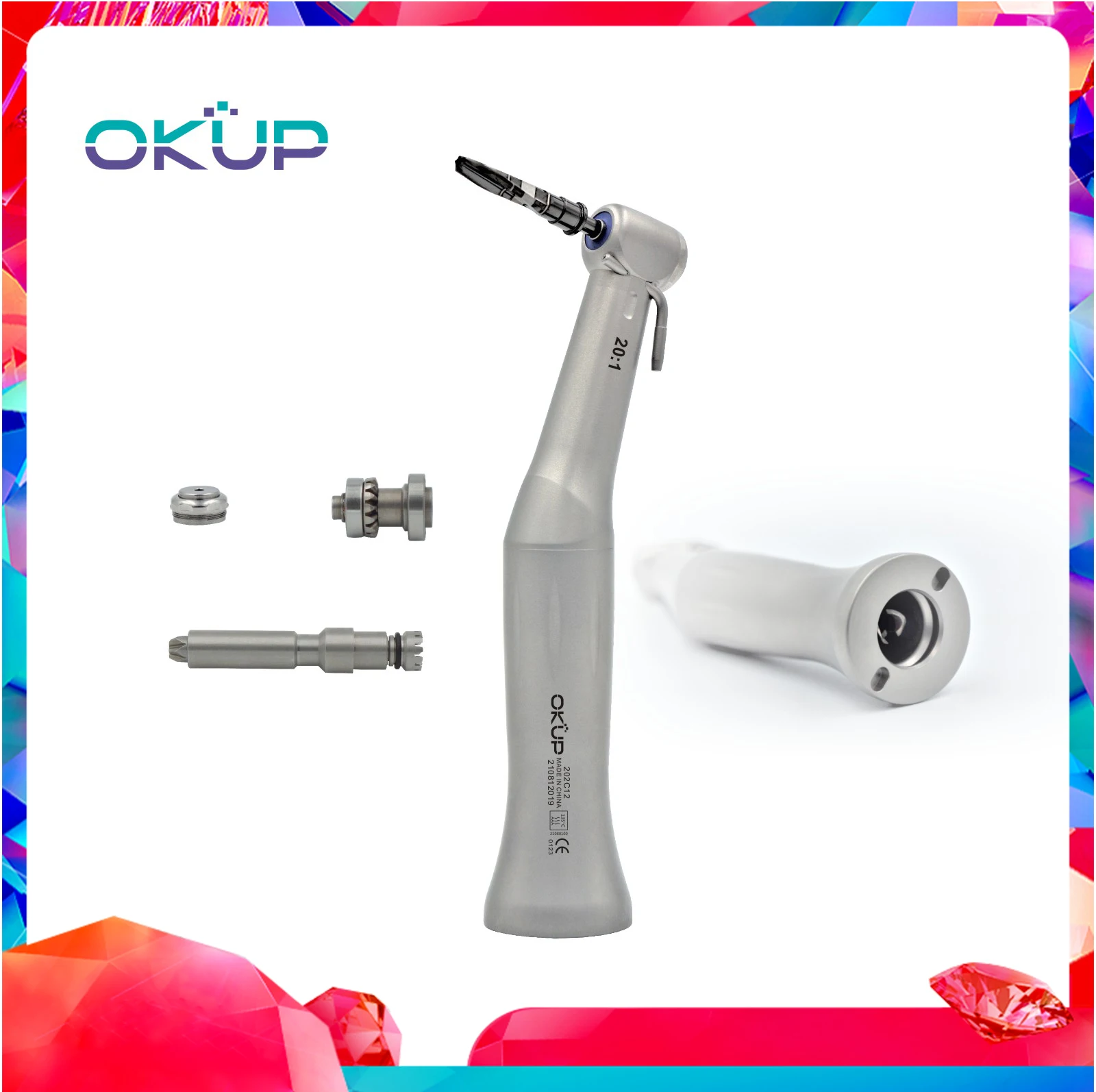 Dental-20-1-Contra-Angle-Low-Speed-Handpiece-Dentist-Surgical-Implant ...