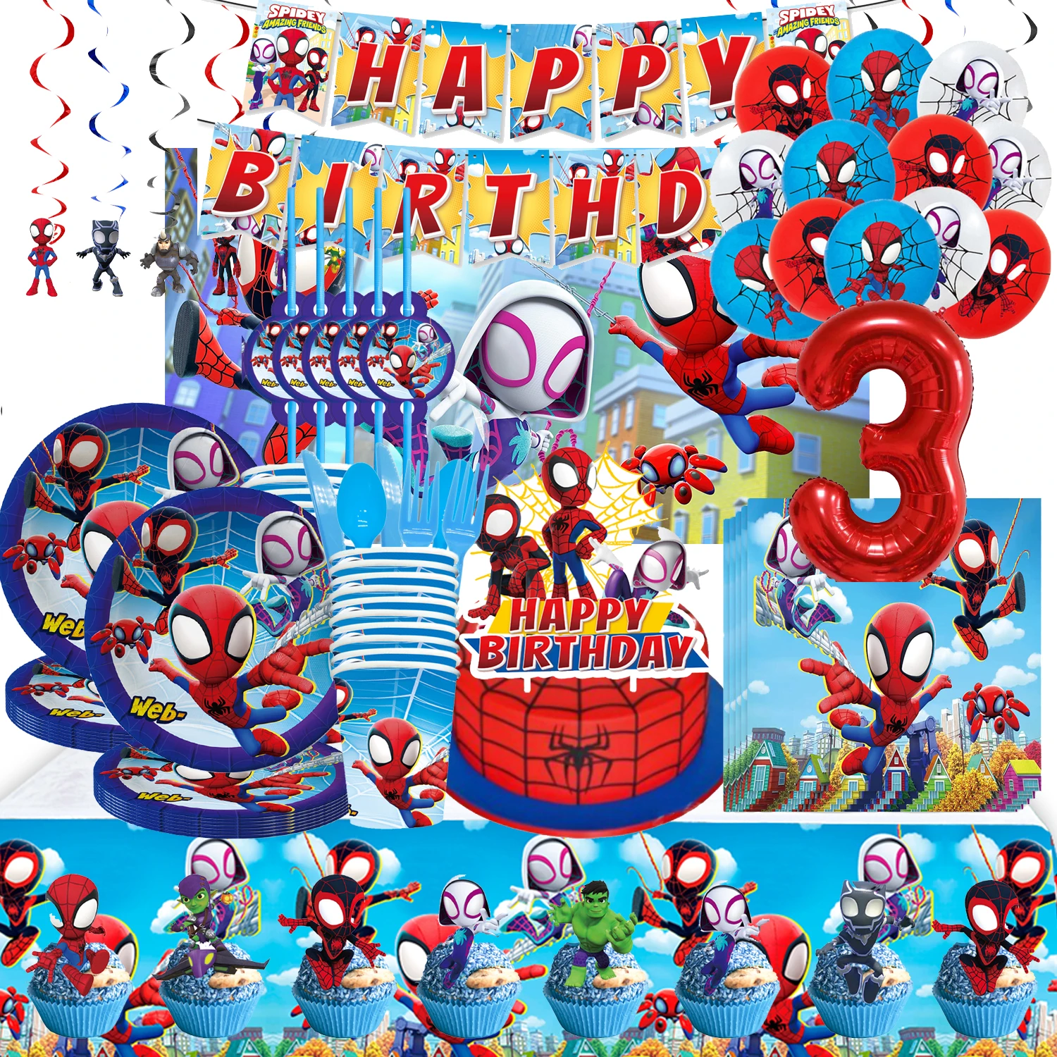 Spidey-And-Amazing-Friends-Birthday-Number-1-2-3Balloon-Cups-Disposable ...