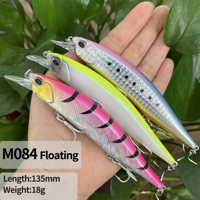 130mm 18g Floating Minnow Fishing Lure Pesca Wobbler Saltwater Trout ...