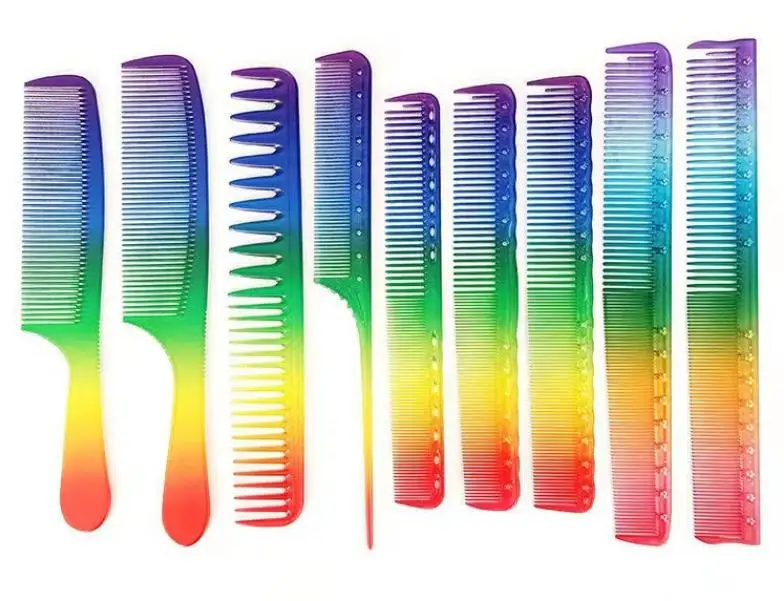 9pcs-set-Professional-Salon-Combs-Set-Hair-Rainbow-Comb-Ultra-thin-Anti ...