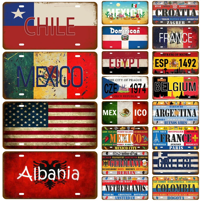 Placa-de-hojalata-con-bandera-de-pa-s-letrero-de-Metal-para-decoraci-n ...
