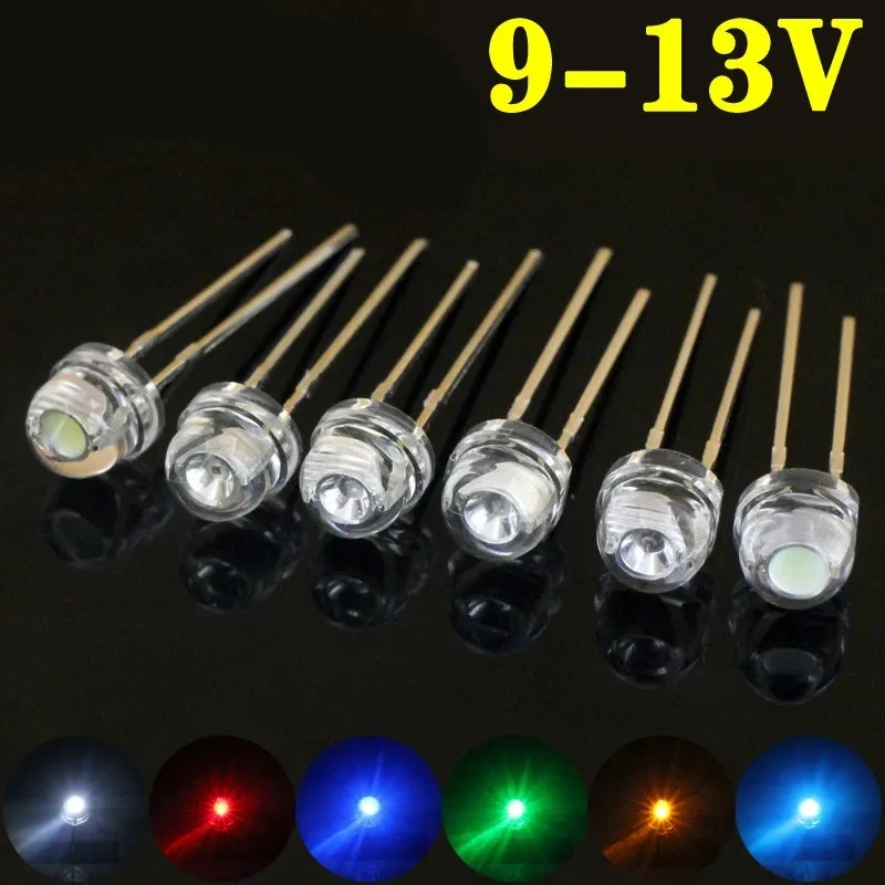 50PCS 5mm Straw Hat LED Diode Super Bright White 0.3W 0.5W 0.75W F5 ...