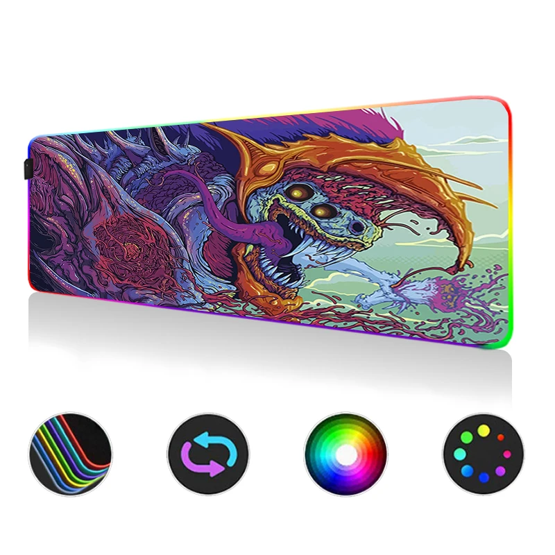 Hyper Beast Gaming Mouse Pad Rgb Led Backlight Mat Gamer Loptop Deskmat ...