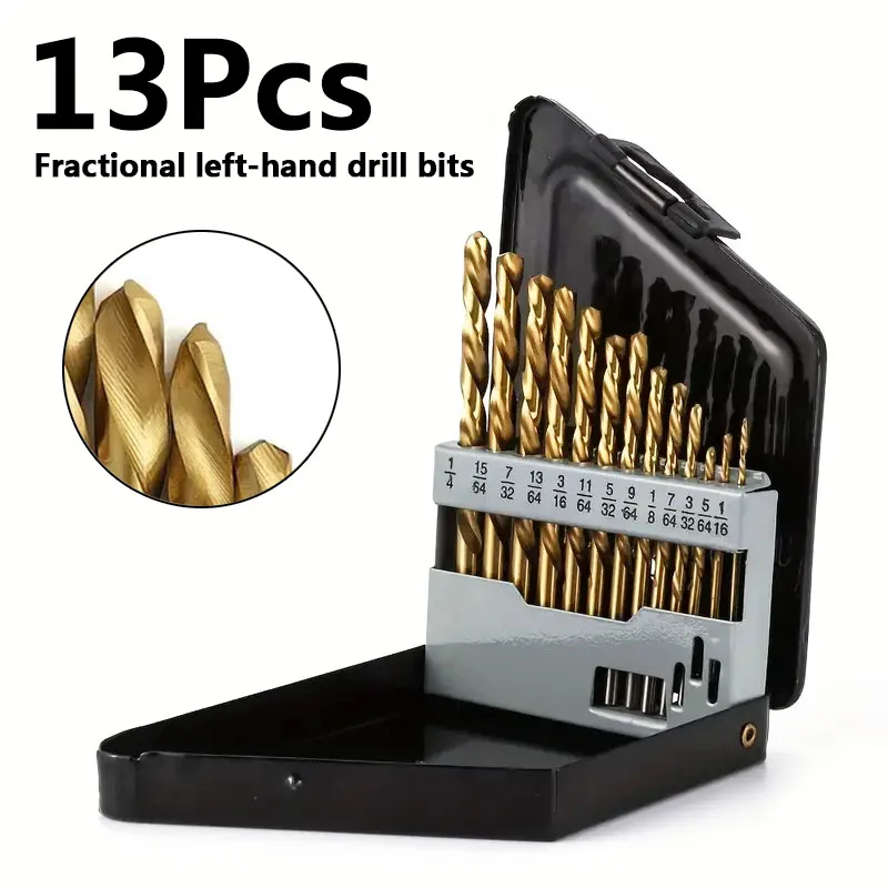 13Pcs-Left-Handed-Drill-Bits-Set-High-Speed-Steel-Titanium-Nitride-Coated-for-Metal-Woodworking ...