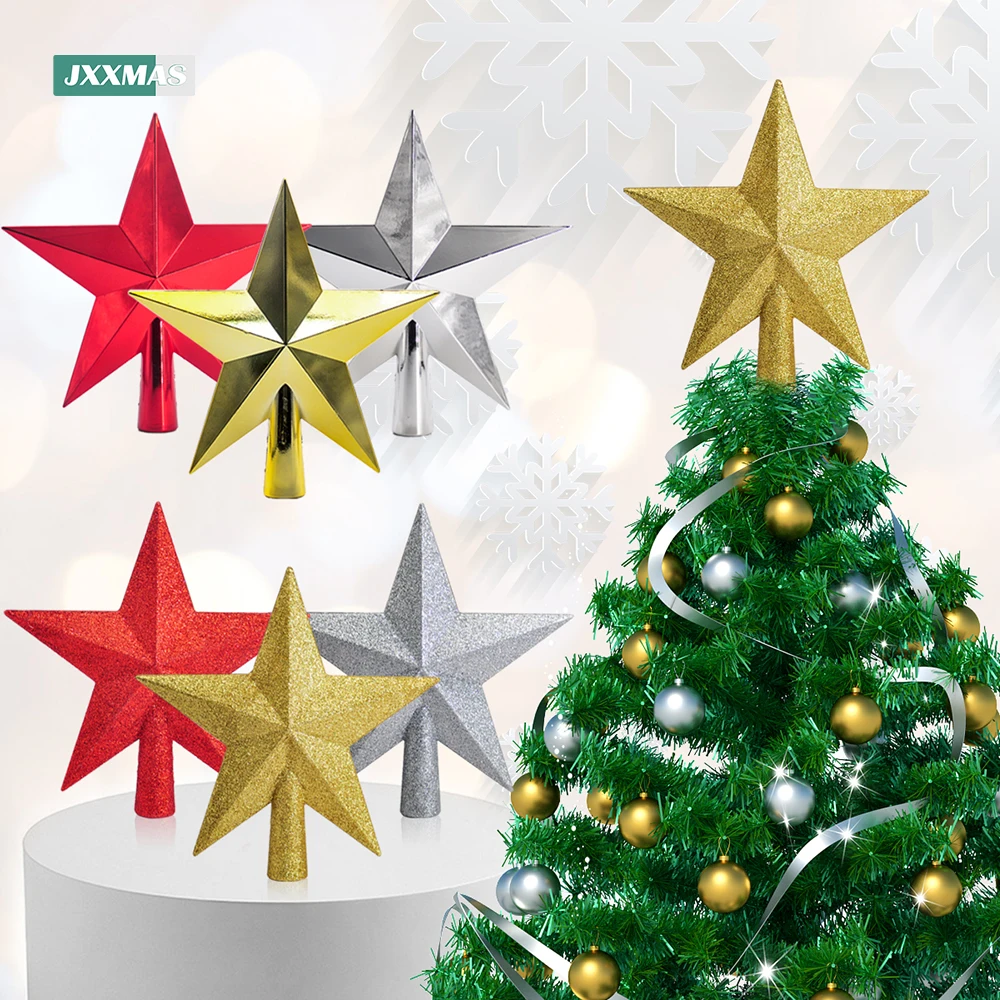Gold-and-Silver-Red-Tree-Top-Star-Christmas-Decorations-for-Home-Xmas ...