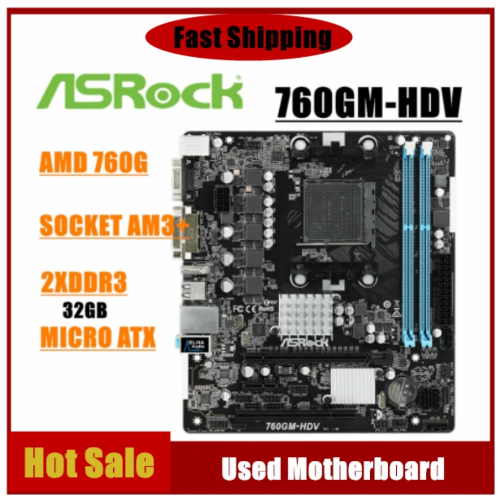 Soquete da Placa Mãe ASRock 760GM HDV AM3 + AMD 760G 2xDDR3 32GB ...