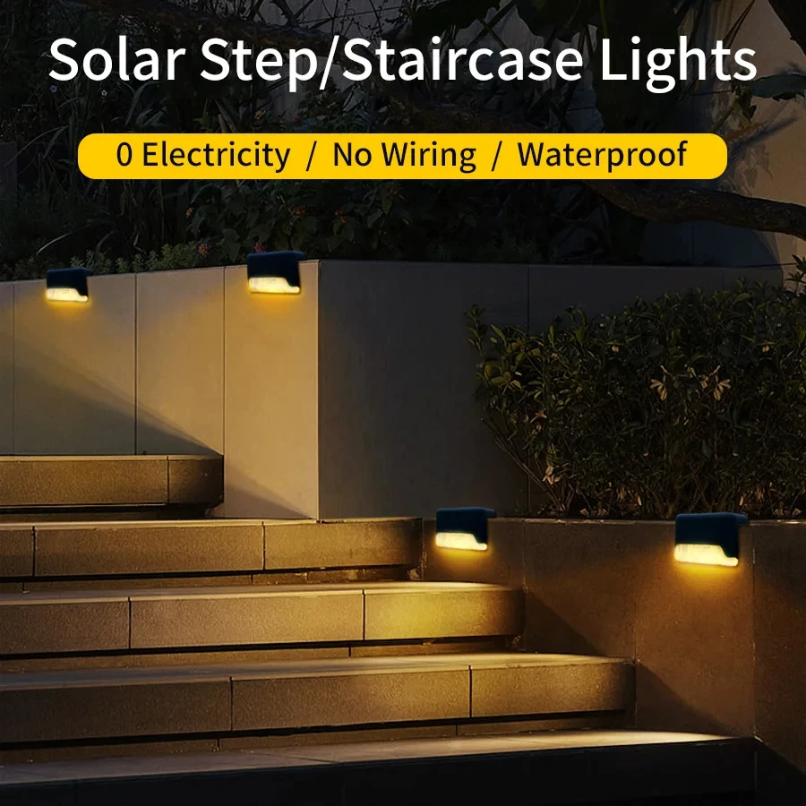 1-8PCS-New-Solar-Staircase-Light-LED-Solar-Outdoor-Waterproof-Fence ...