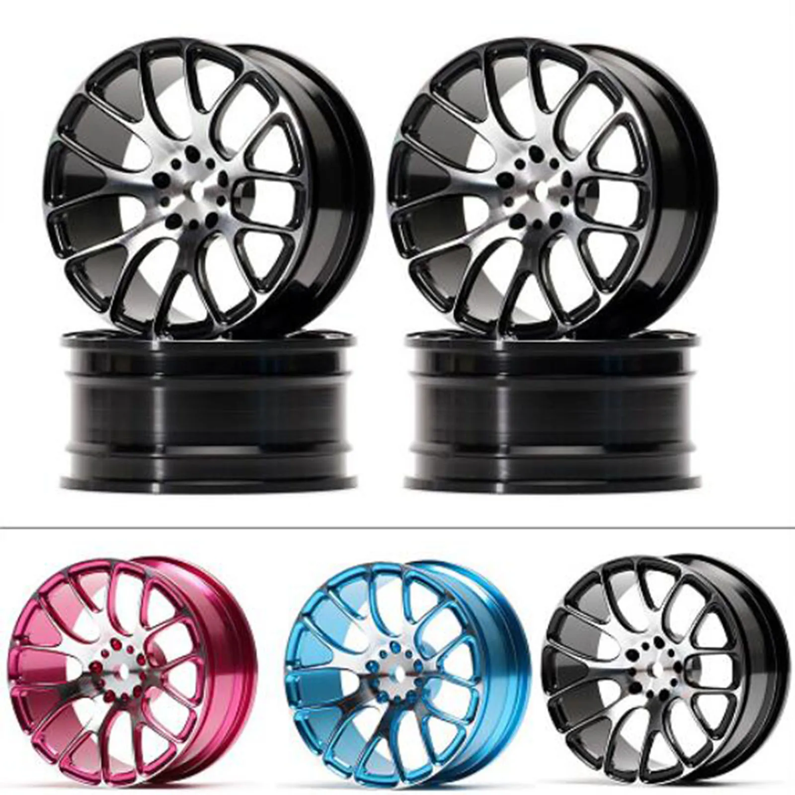 Aluminium Alloy Wheel Rims Hub For 1/10 Tamiya Tt-01 Tt-02 Xv-01 Hsp ...