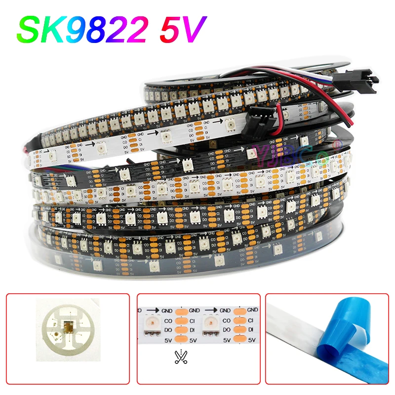 Tira de luces LED direccionable SK9822 de 1 5m, 5V, con datos y reloj ...