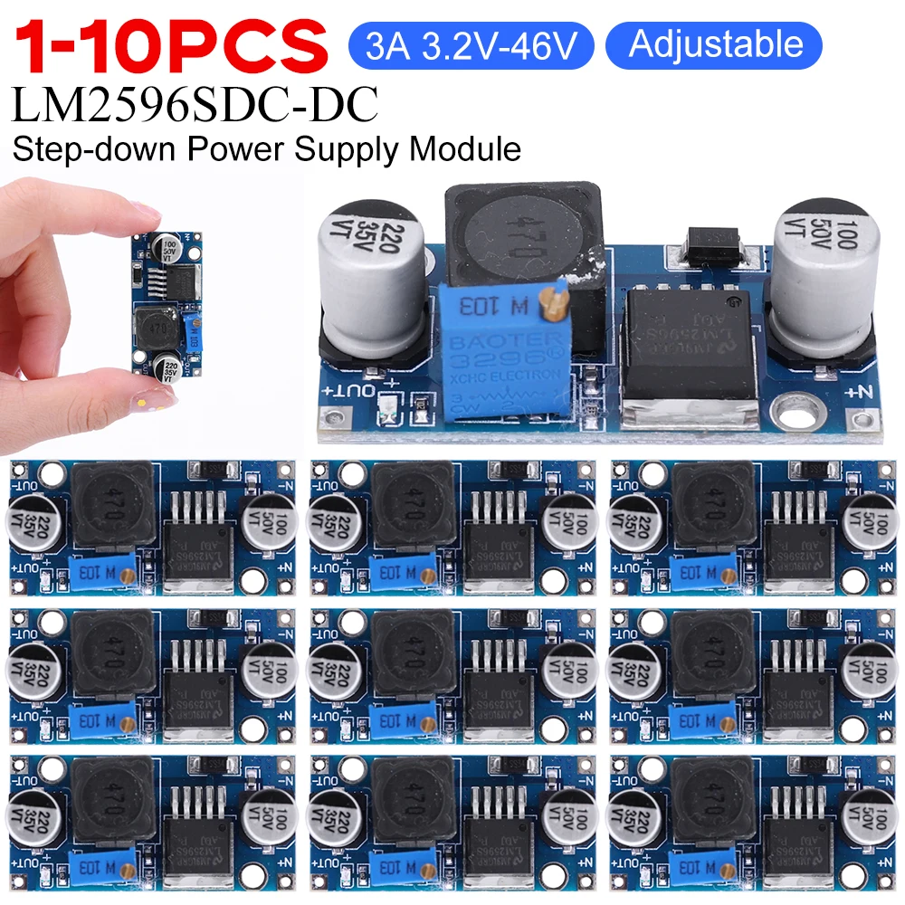1-10PCS LM2596S DC-DC Step-Down Power Supply Module 3A Adjustable Step-Down Module LM2596 ...