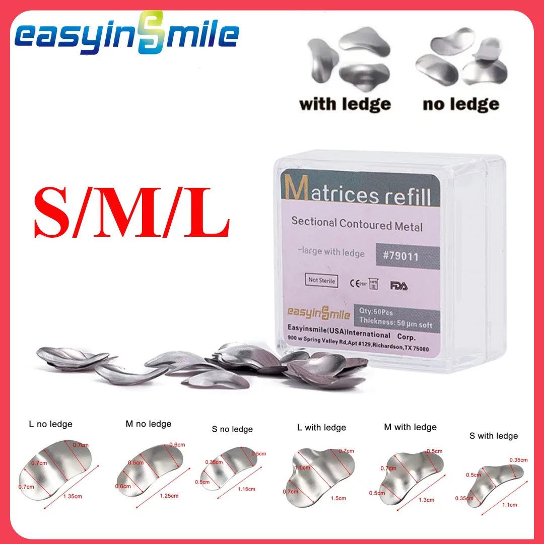 50Pcs-set-Dental-Matrix-Bands-Sectional-Contoured-Metal-Matrices ...